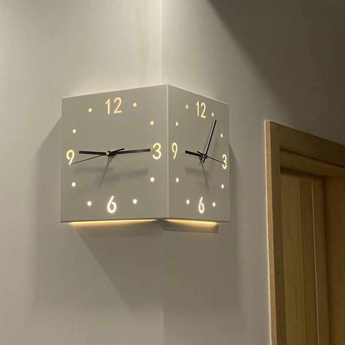 New Living Room Corner Double-Sided Luminous Creative Clock Wall Lamp ...