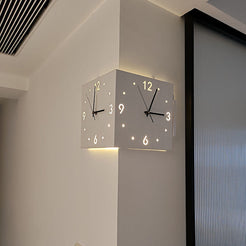 New Living Room Corner Double-Sided Luminous Creative Clock Wall Lamp ...
